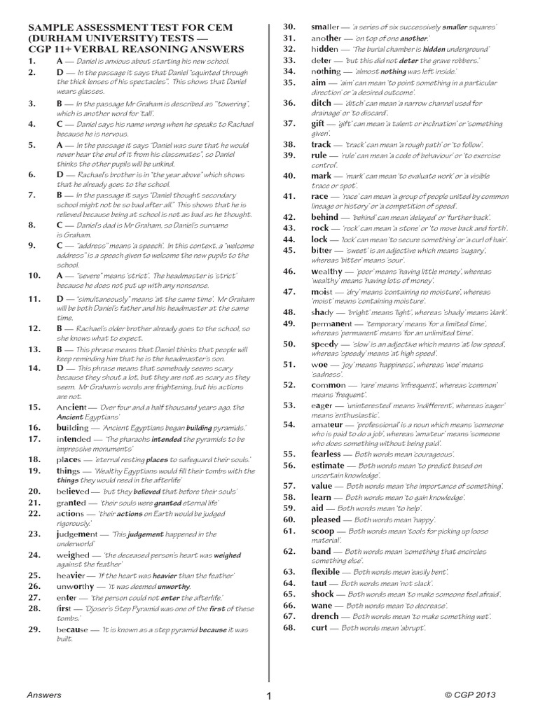 CGP 11 Plus CEM VR Answers1 | PDF | Afterlife