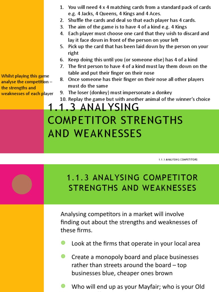 1 1 3 Analysing Competitor Strengths And Weaknesses Pdf Marketing