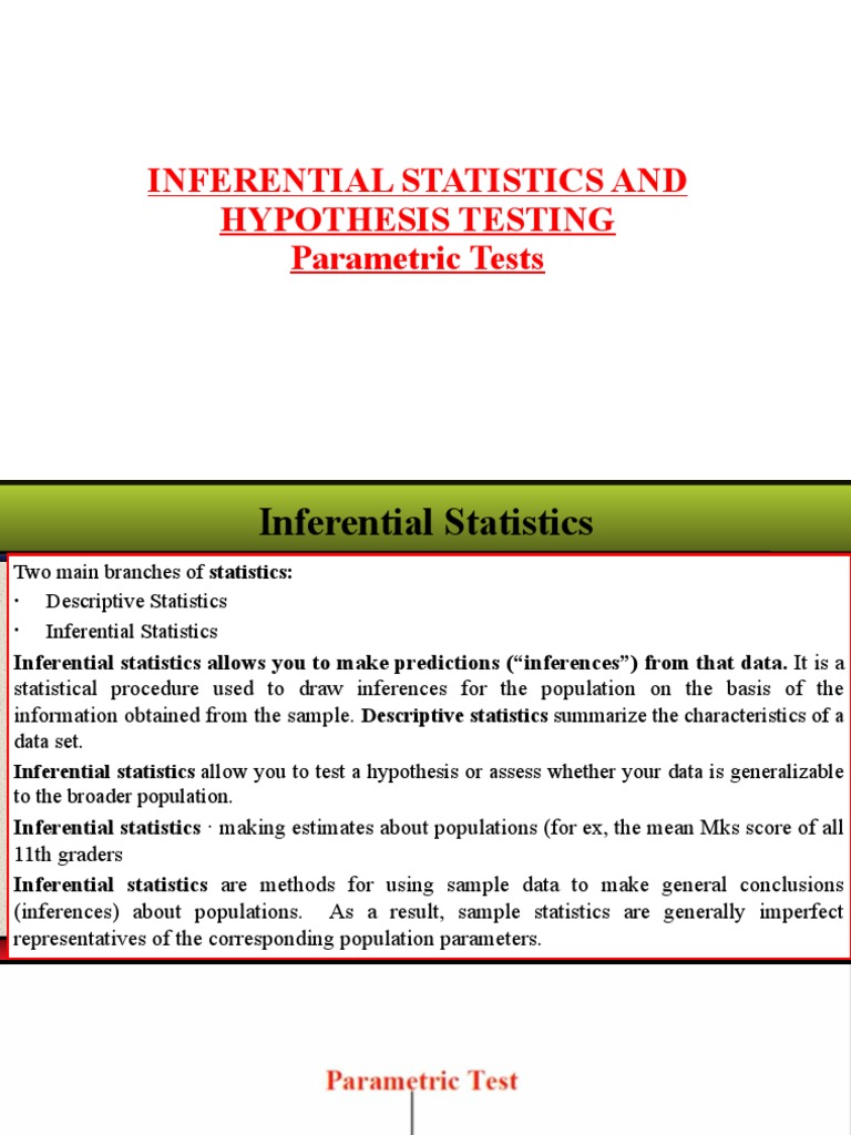BS-chapter10-2021 Inferential Stats & Hypothesis Testing & Parametric ... BS-chapter10-2021 Inferential Stats & Hypothesis Testing & Parametric ...