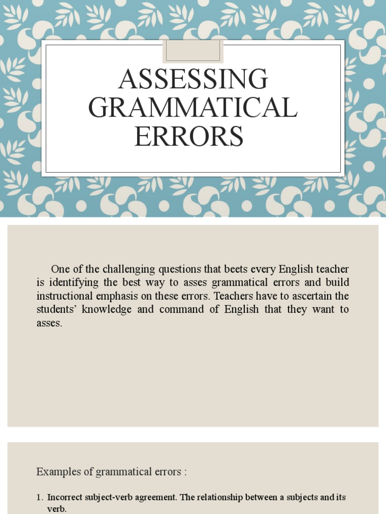 Assessing Grammatical Errors | PDF | English Language | Educational Assessment
