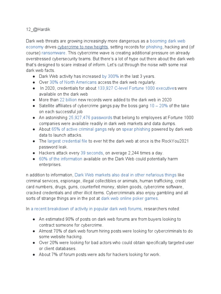 Dark Web | PDF | Cybercrime | World Wide Web