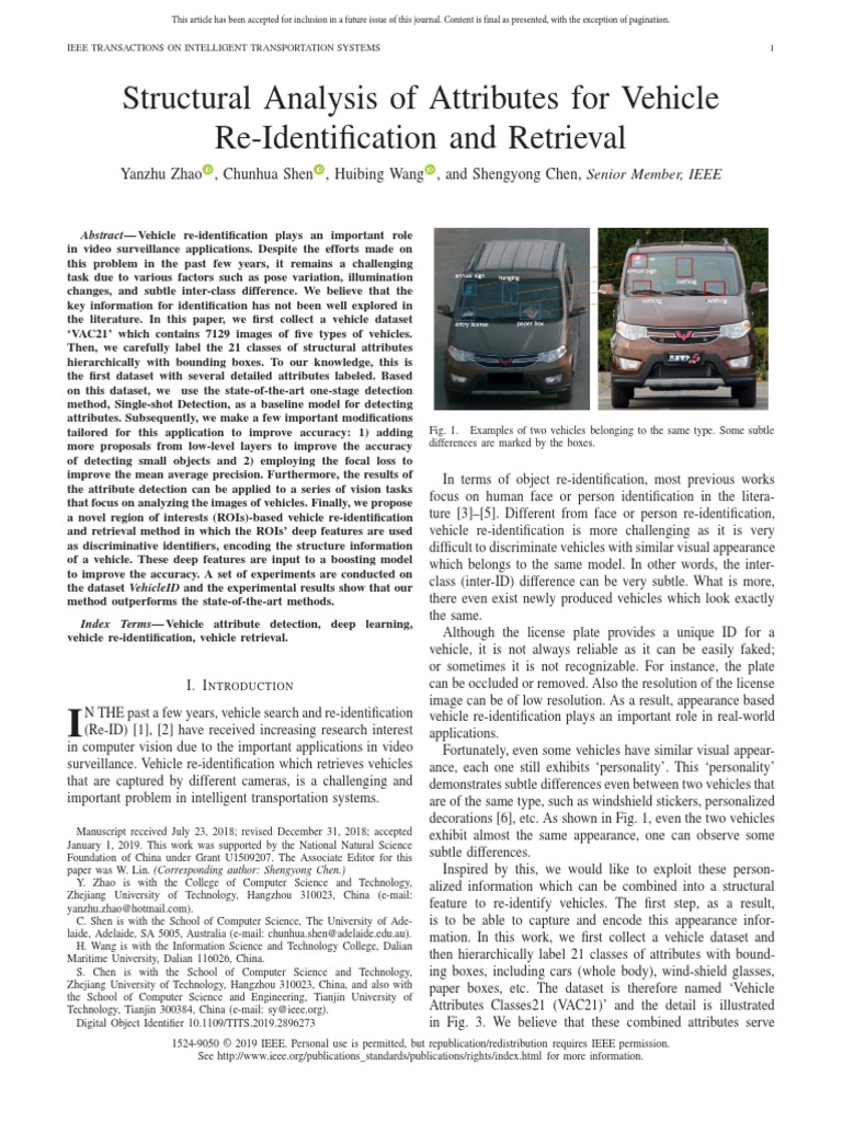 2019 Structural Analysis Of Attributes For Vehicle Re Identification And Retrieval Pdf