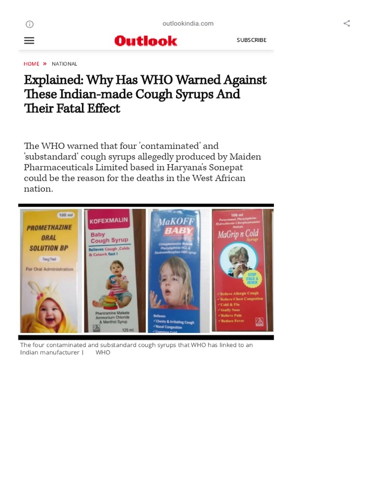 Explained - Why Has WHO Warned Against These Indian-Made Cough Syrups ...
