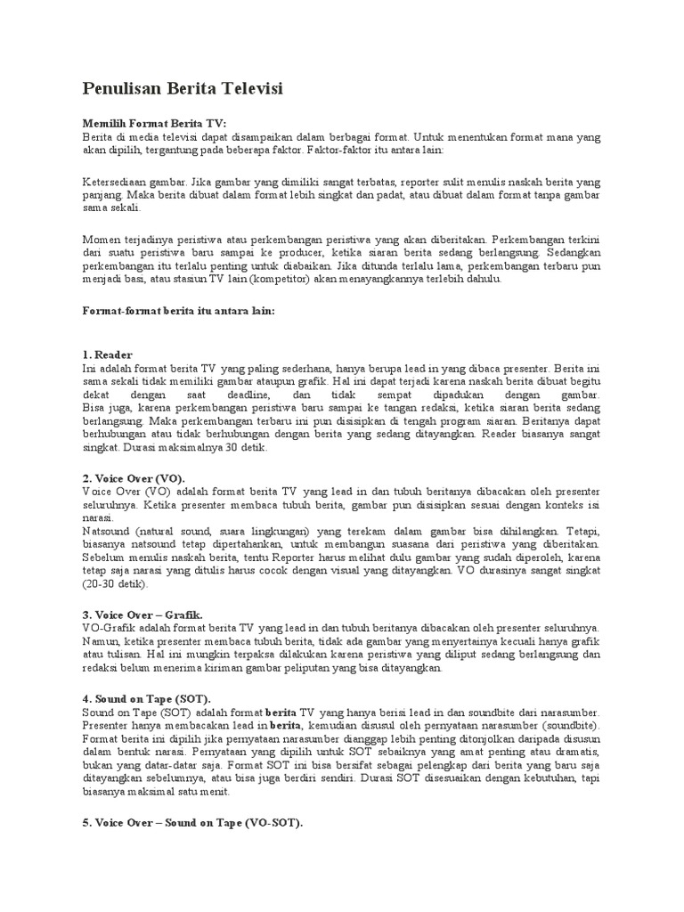 Penulisan Berita Televisi | PDF