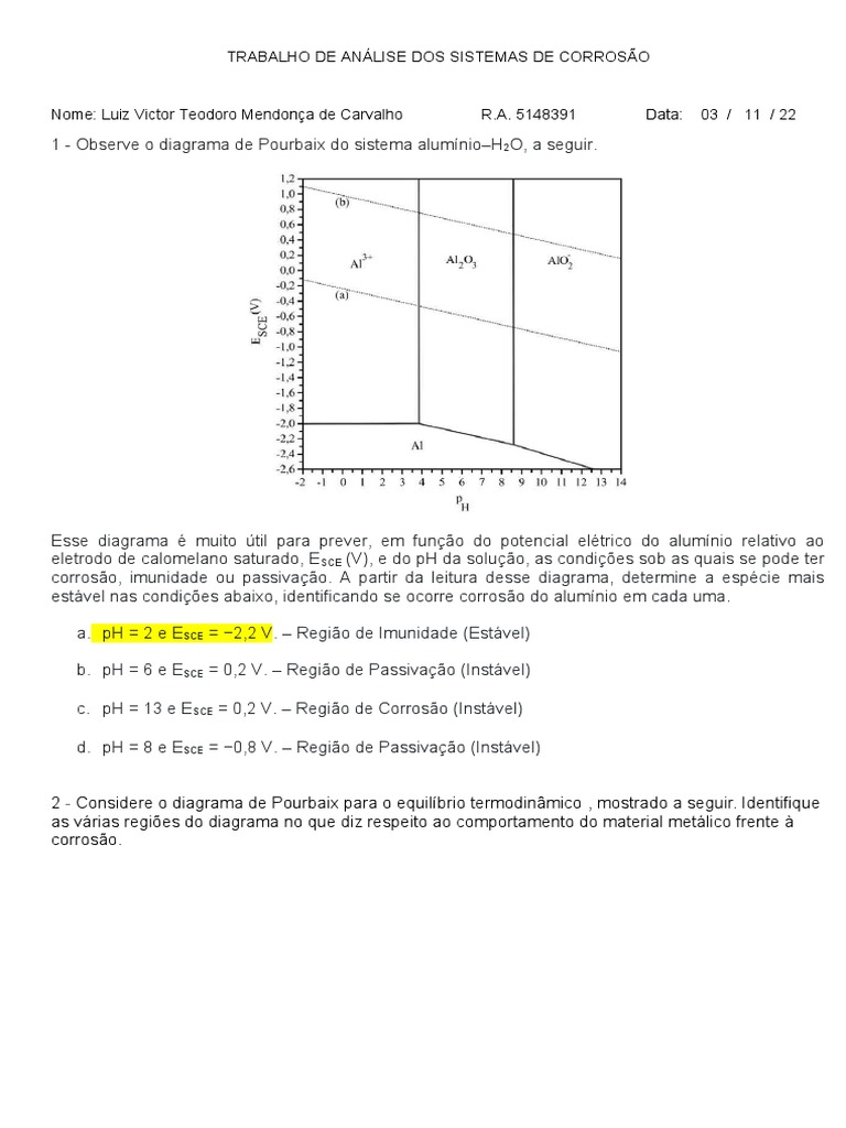 Trabalho Sobre Diagrama de Pourbaix | PDF | Corrosão | Zinco