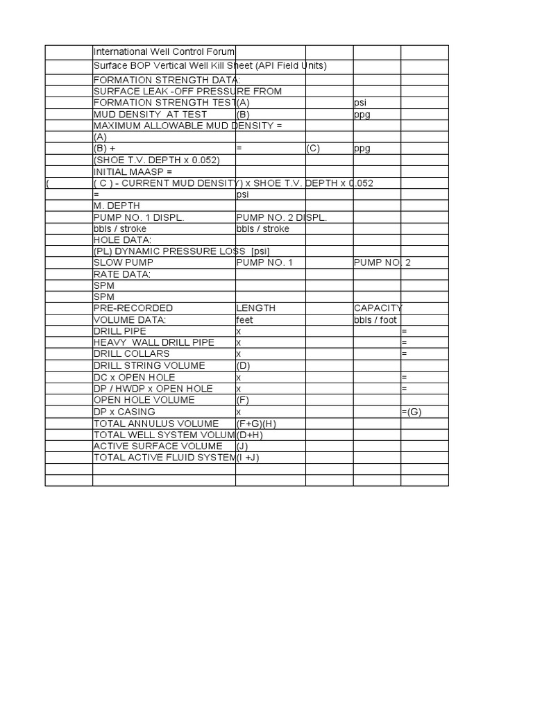 AD 0026 Surface Vertical Kill Sheet English API 1 | PDF | Chemical ...