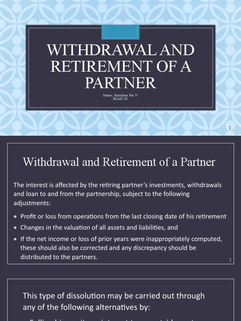 GR3 Withdrawal or Retirement of A Partner | PDF | Equity (Finance ...
