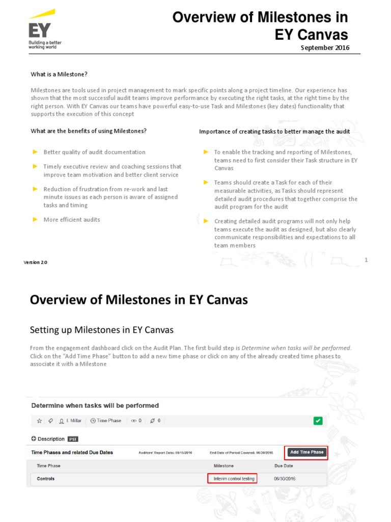 Setting Up Milestones and Tasks in EY Canvas to Effectively Manage ...