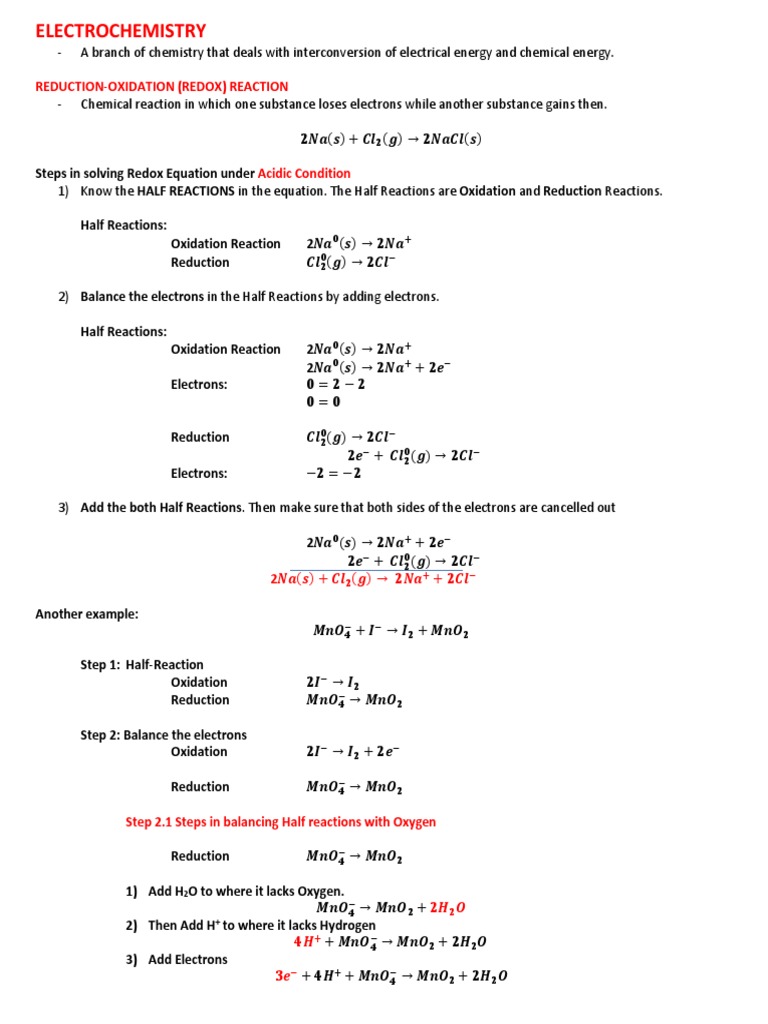 Electrochemistry reactions and cell notation | PDF | Redox | Chemical ...