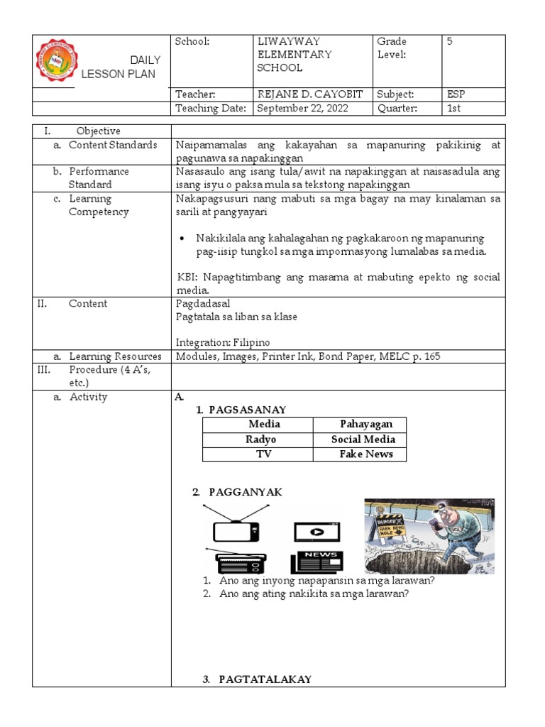 LP ESP Grade 6 - Week 2 - Module 1 - Reteach | PDF