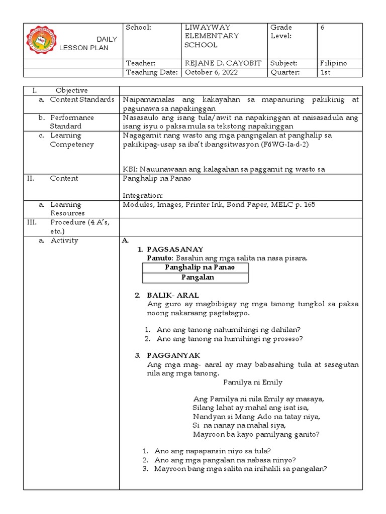 LP Filipino Grade 6 - Week4 - Module 4 | PDF