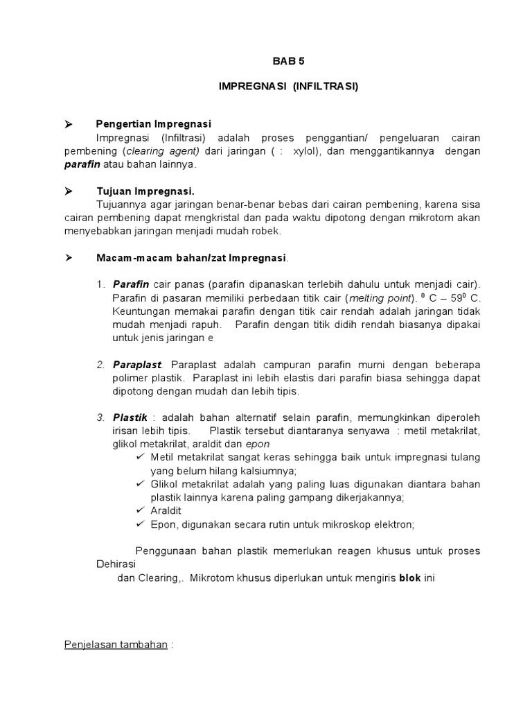 Definisi dan Metode Impregnasi Jaringan | PDF