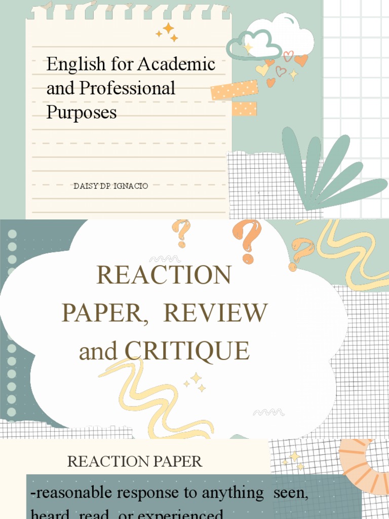 Eapp - Reaction Paper, Review, Critique | PDF