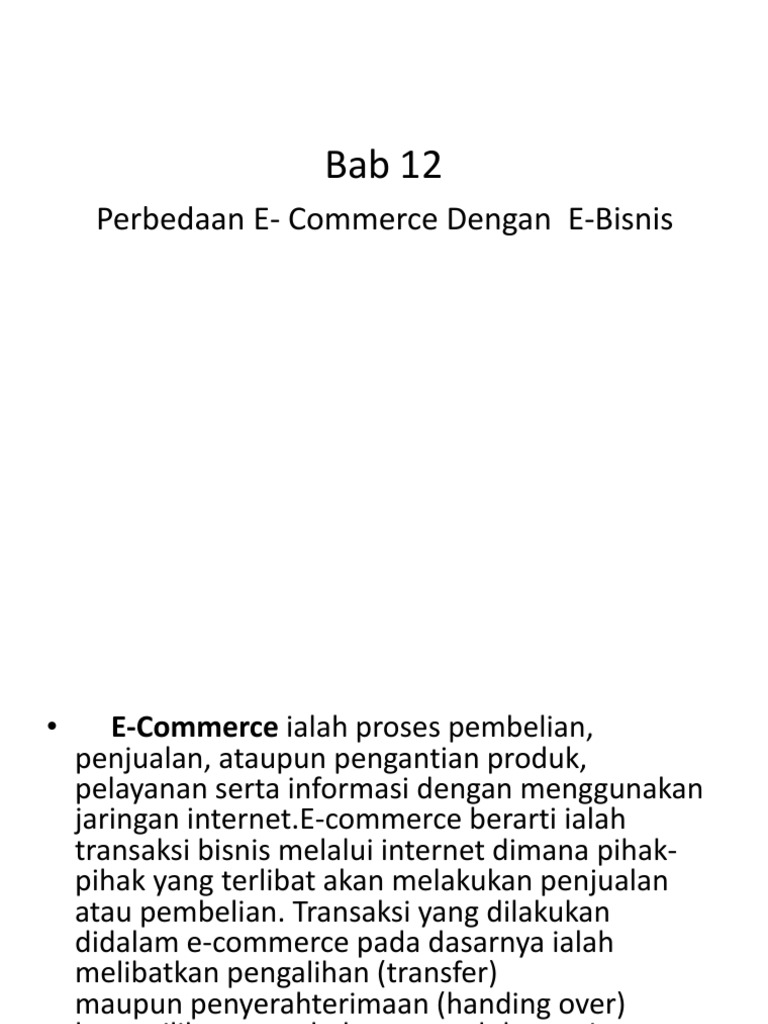 Bab 12 Perbedaan E-Commerce Dan E-Business | PDF