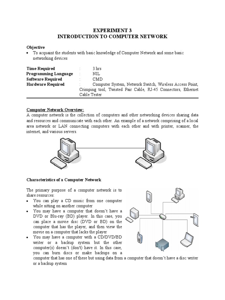 Experiment 3 Introduction To Computer Network: Objective | PDF ...