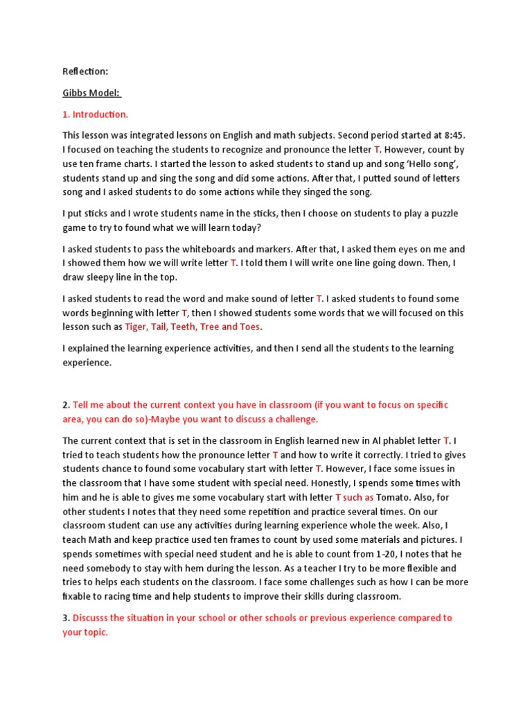 Reflection MCT One - Nouf Rashed H00247132 | PDF | Teachers | Classroom