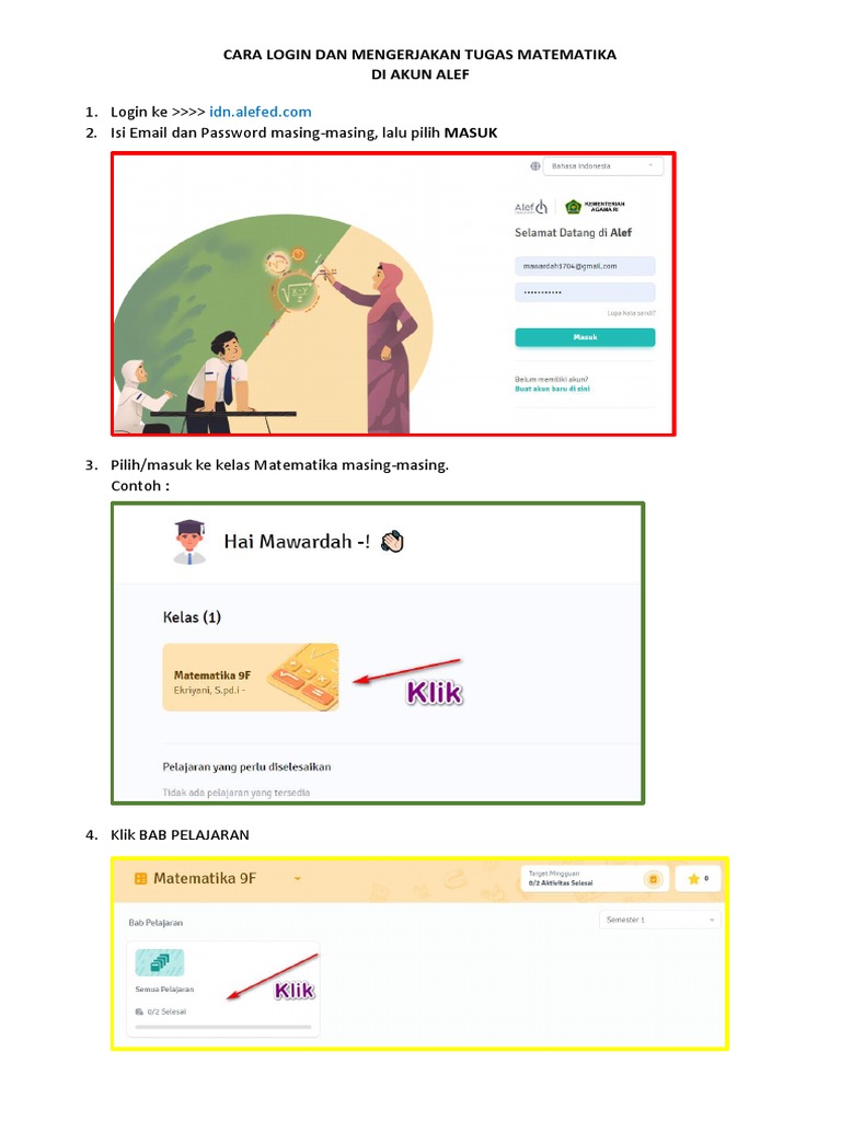Cara Login Dan Mengerjakan Tugas Di Alef | PDF