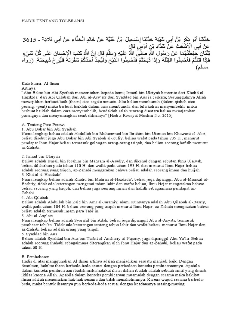 Hadis Toleransi dalam Islam | PDF