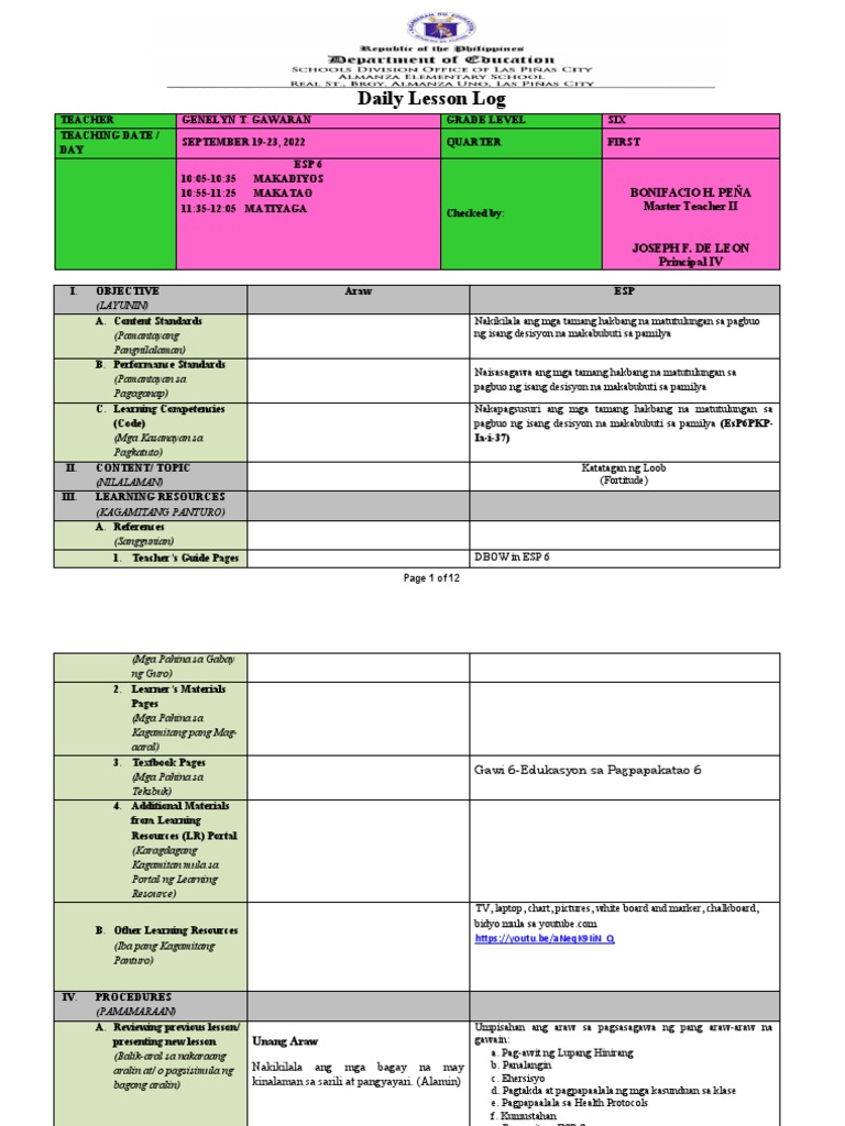 Esp6 - Week3 - Katatagan NG Loob | PDF