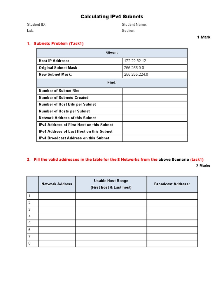 IPv4 Subnet Calculation Guide | PDF