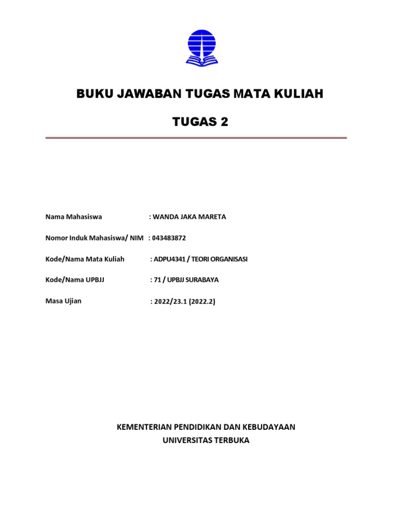 BJT TMK2 Adpu4341 - Teori Organisasi | PDF | Bisnis