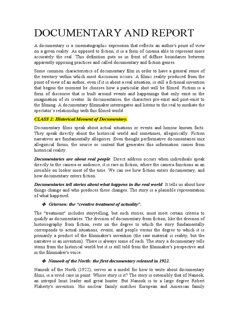 Documentary and Report | PDF | Documentary Film