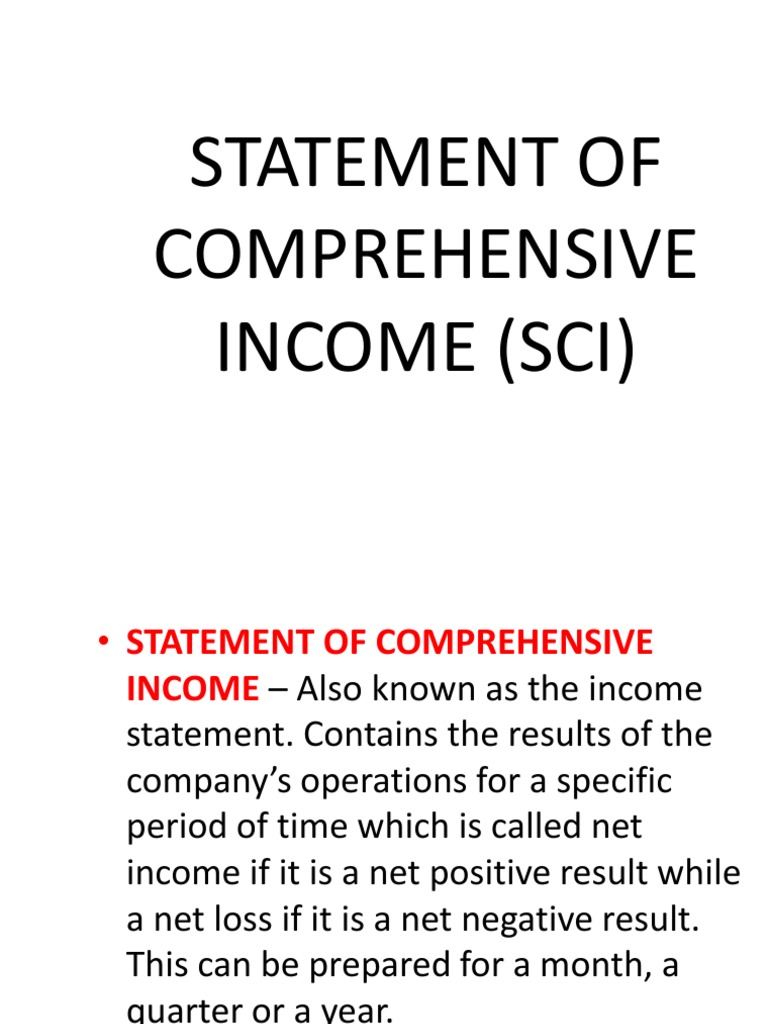 Statement of Comprehensive Income | PDF | Expense | Revenue
