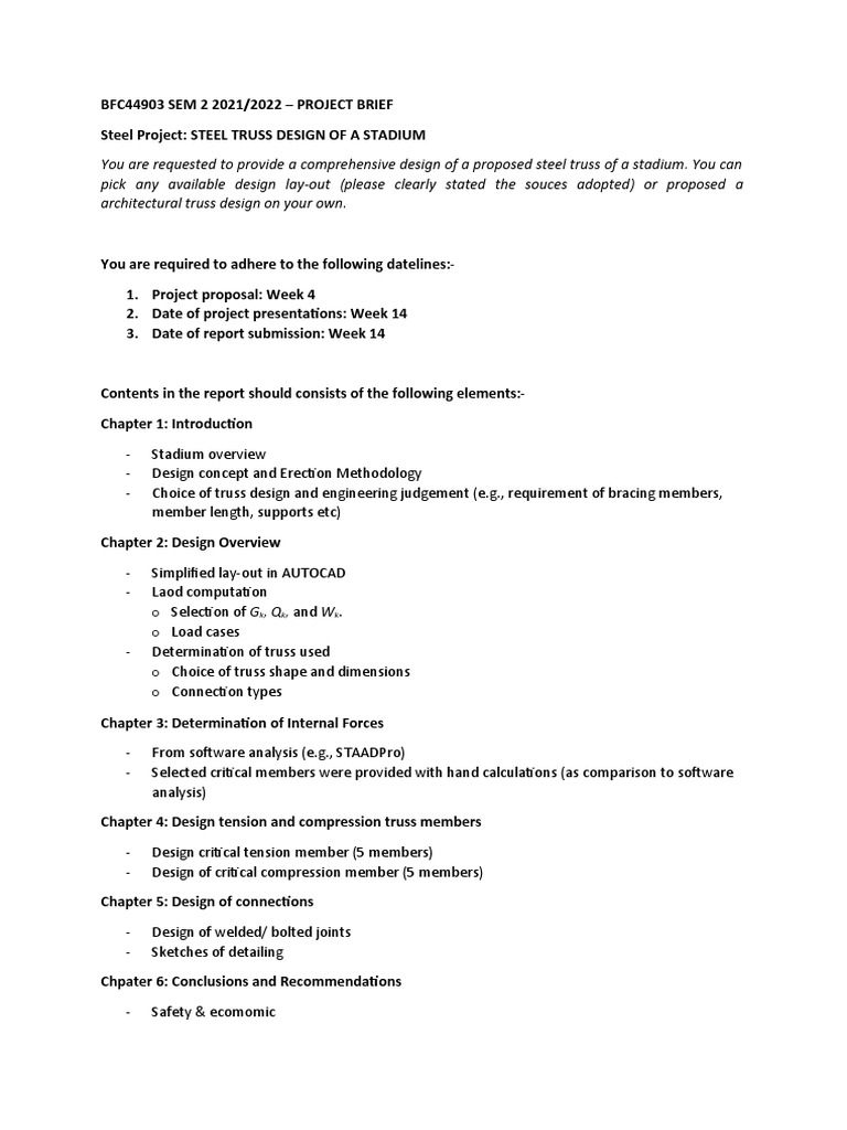 Stadium Steel Truss Design Project | PDF | Technology & Engineering