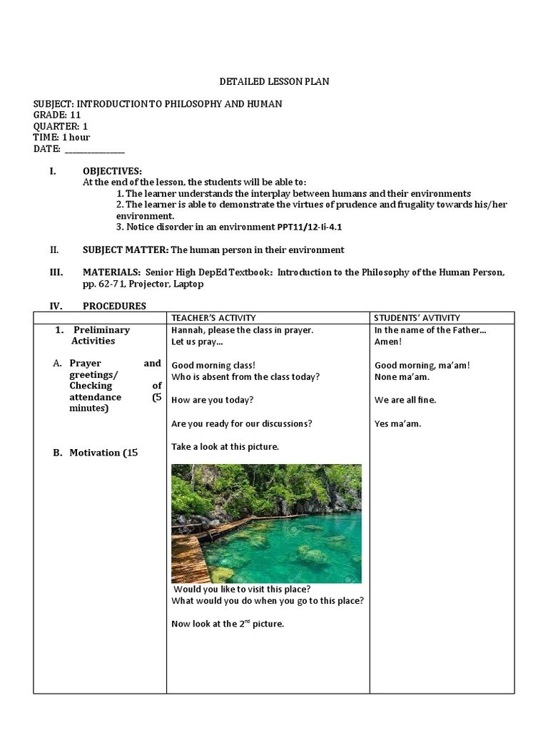 Detailed Lesson Plan in Intro To Philo Grade 11 | PDF | Environmental Ethics | Applied Ethics