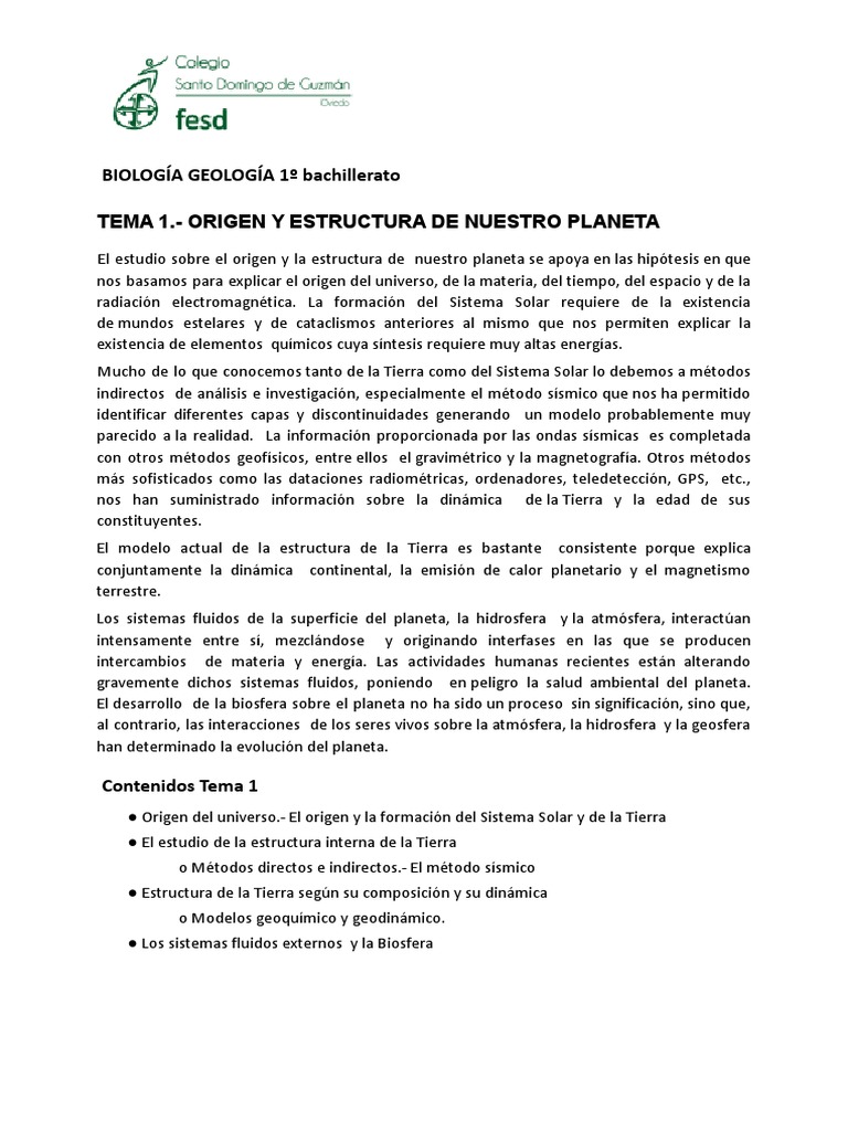 BG 1º Bach - Estructura de La Tierra | PDF | Tierra | Ciencia planetaria