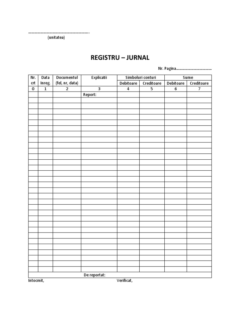 Registru Jurnal | PDF