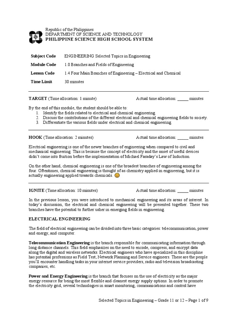 LG 1.4 Four Main Branches of Engineering - Electrical Engineering ...