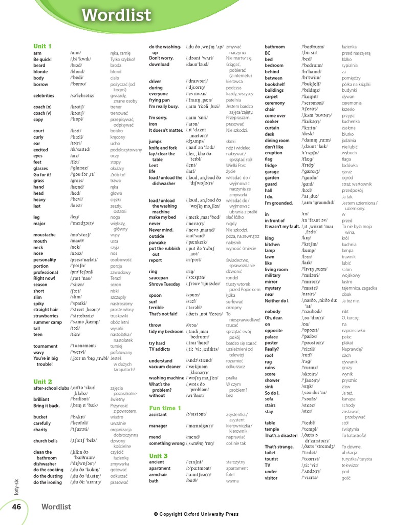 Team Up Plus Dla Klasy V Slowniczek | PDF
