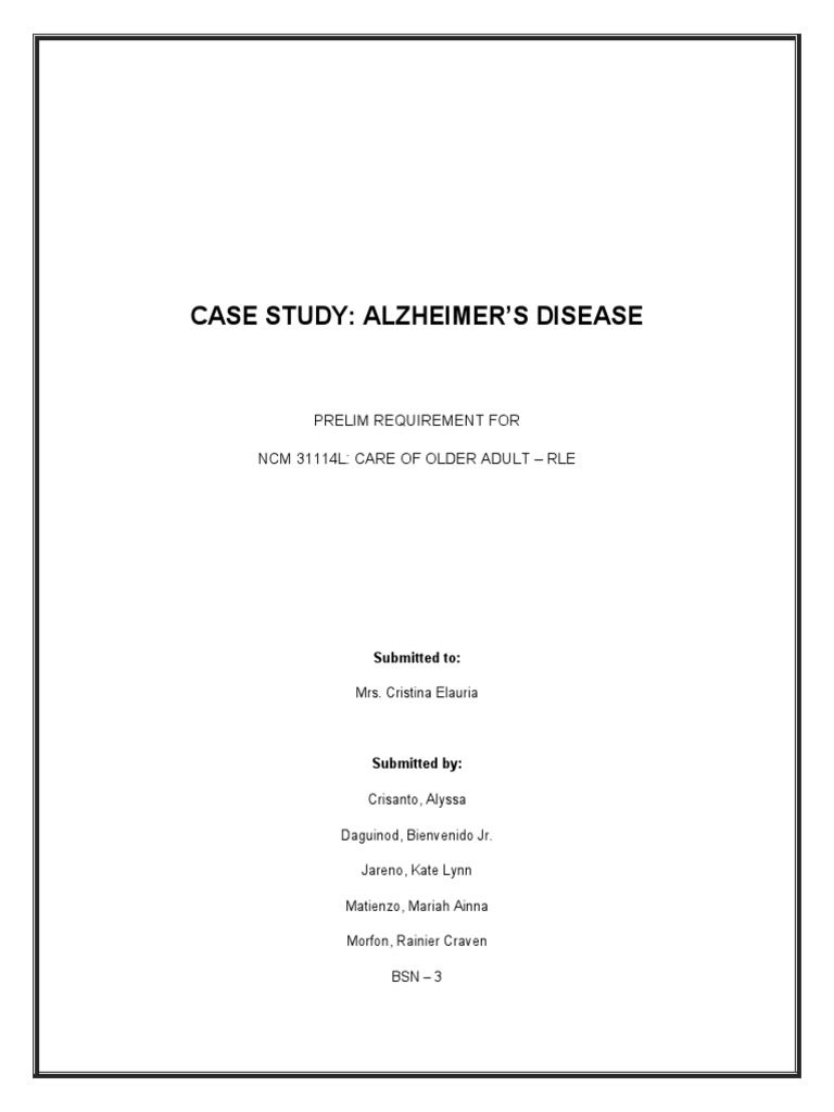 Alzheimer's Disease Case Study Analysis | PDF | Alzheimer's Disease ...