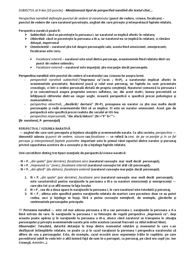 Fisa - Perspectiva Narativa | PDF
