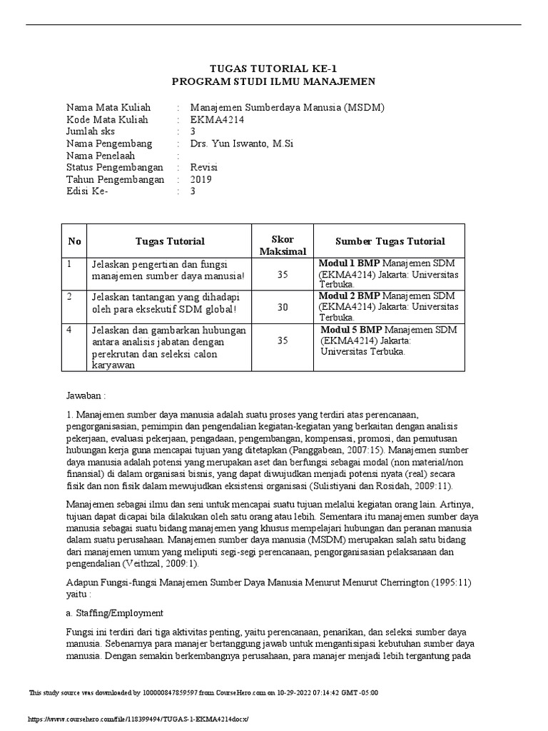 Tugas 1 Ekma4214 | PDF