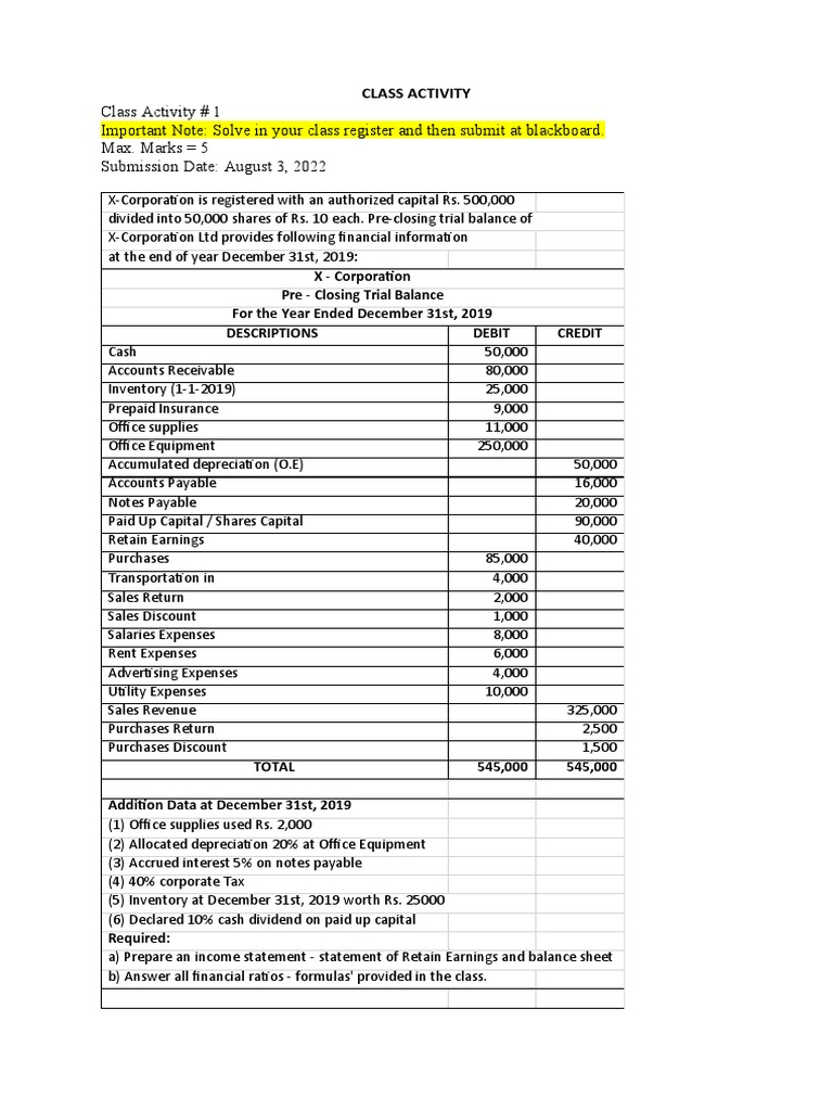 POF Class Activity - 1 | PDF | Debits And Credits | Expense