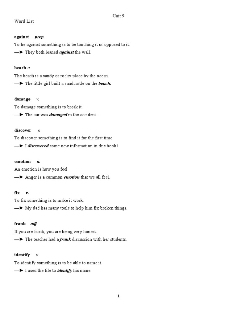 Book 1 Unit 9 | PDF | Beach