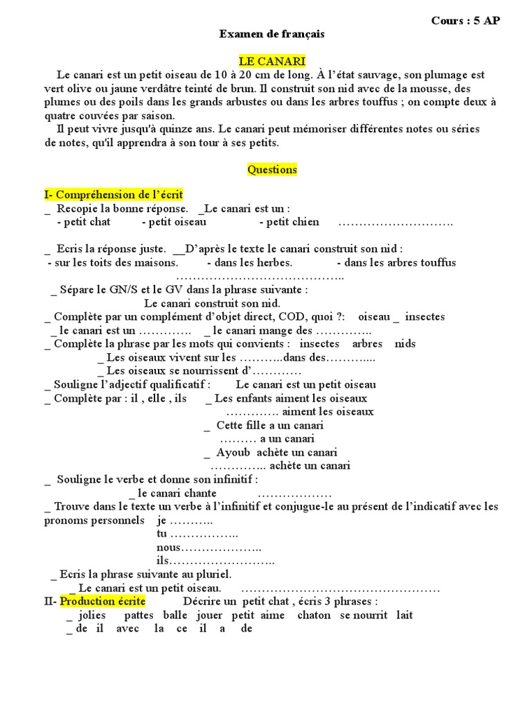 Description du Canari pour 6ème | PDF | Arts du langage et discipline