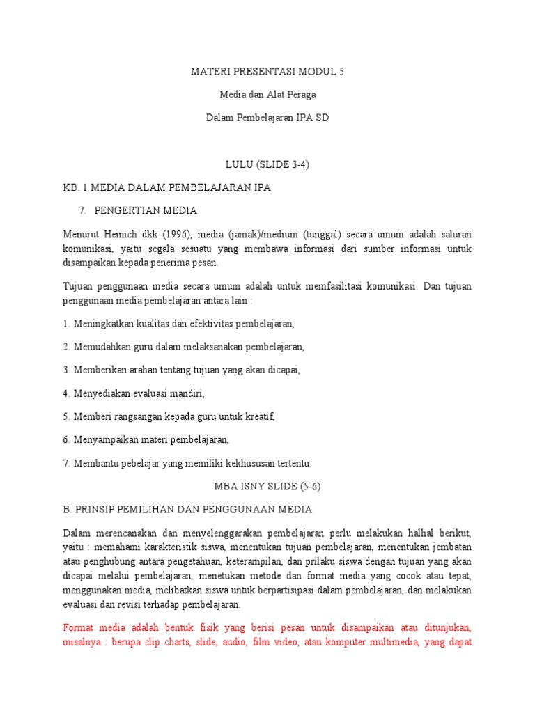 Media dan Alat Peraga IPA SD | PDF