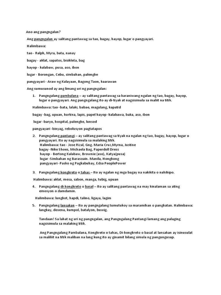 Filipino Pangalan at Panghalip q1 wk2 | PDF