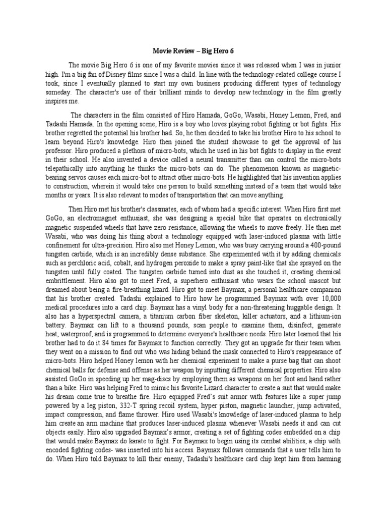 Big Hero 6 Movie Review | PDF