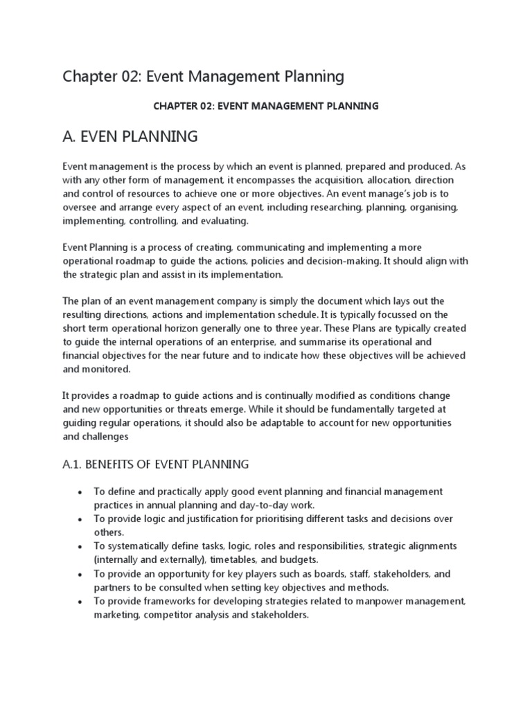 Chapter 02 Event Management Planning | PDF