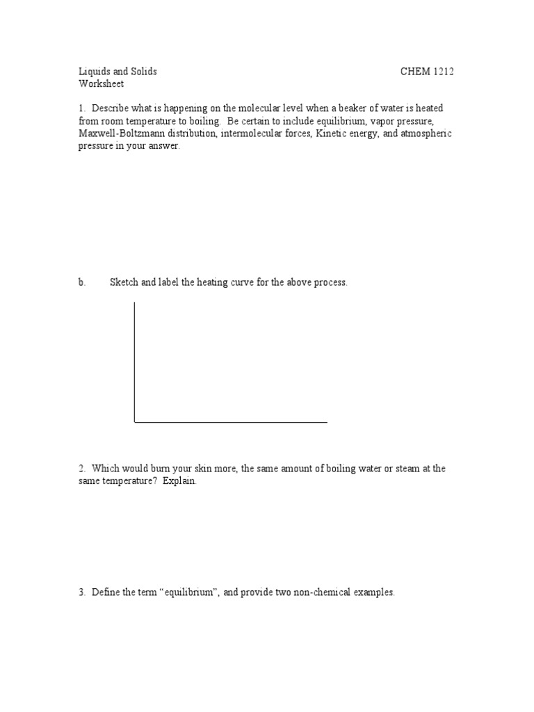 Worksheet LiquidsandSolids | PDF | Phase (Matter) | Liquids