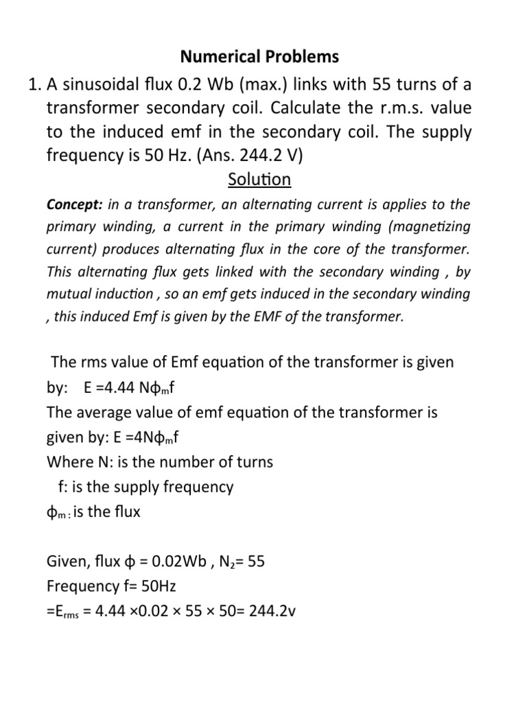 Proposed 15 Numerical Problems For Presentation | PDF | Transformer | Inductor
