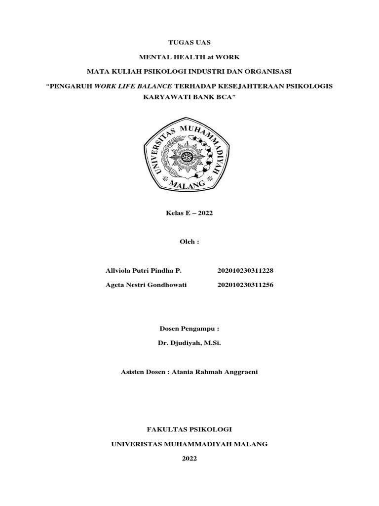 Mental Health at Work - PIO | PDF