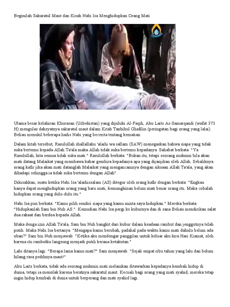 Kisah Nabi Isa Menghidupkan Orang Mati | PDF
