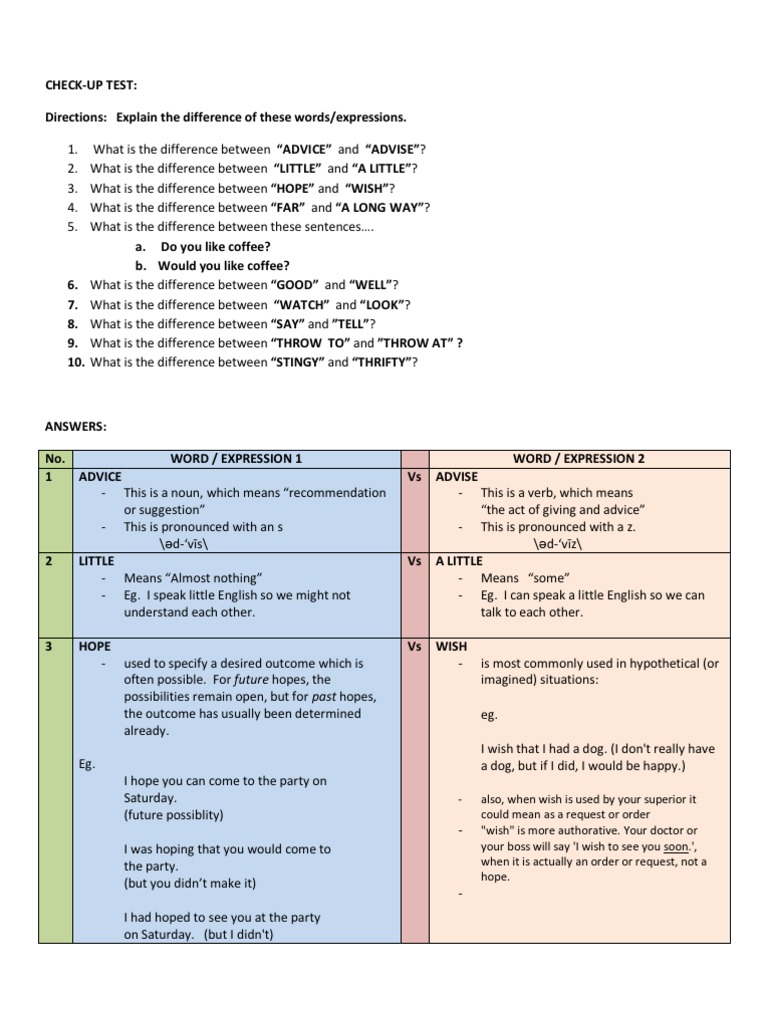 Check-Up Test 1 | PDF