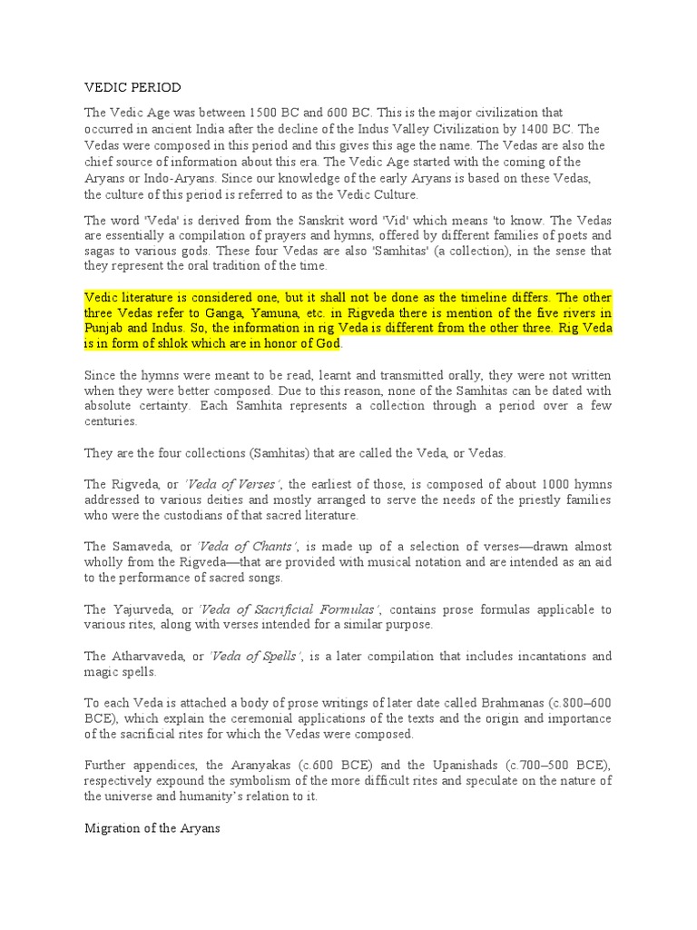 Vedic Period | PDF | Vedas | Indian Religions