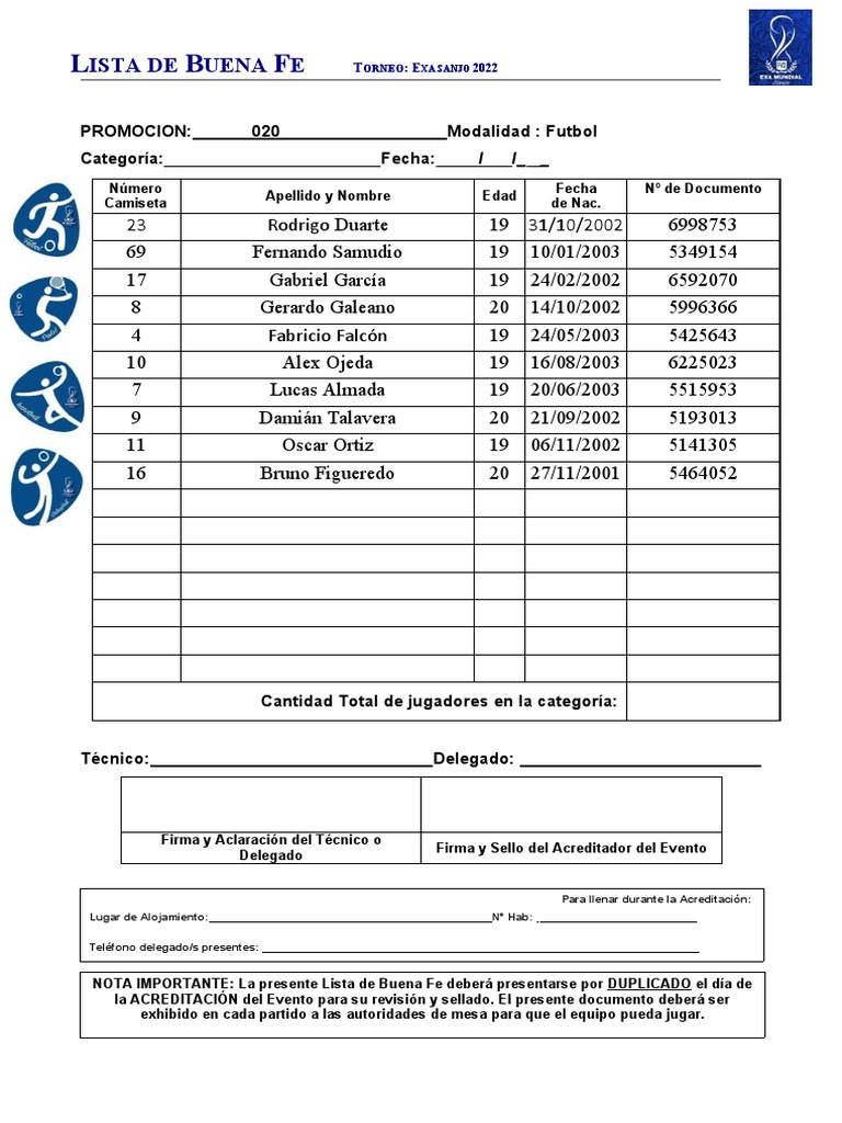 Lista de Buena Fe-1 | PDF